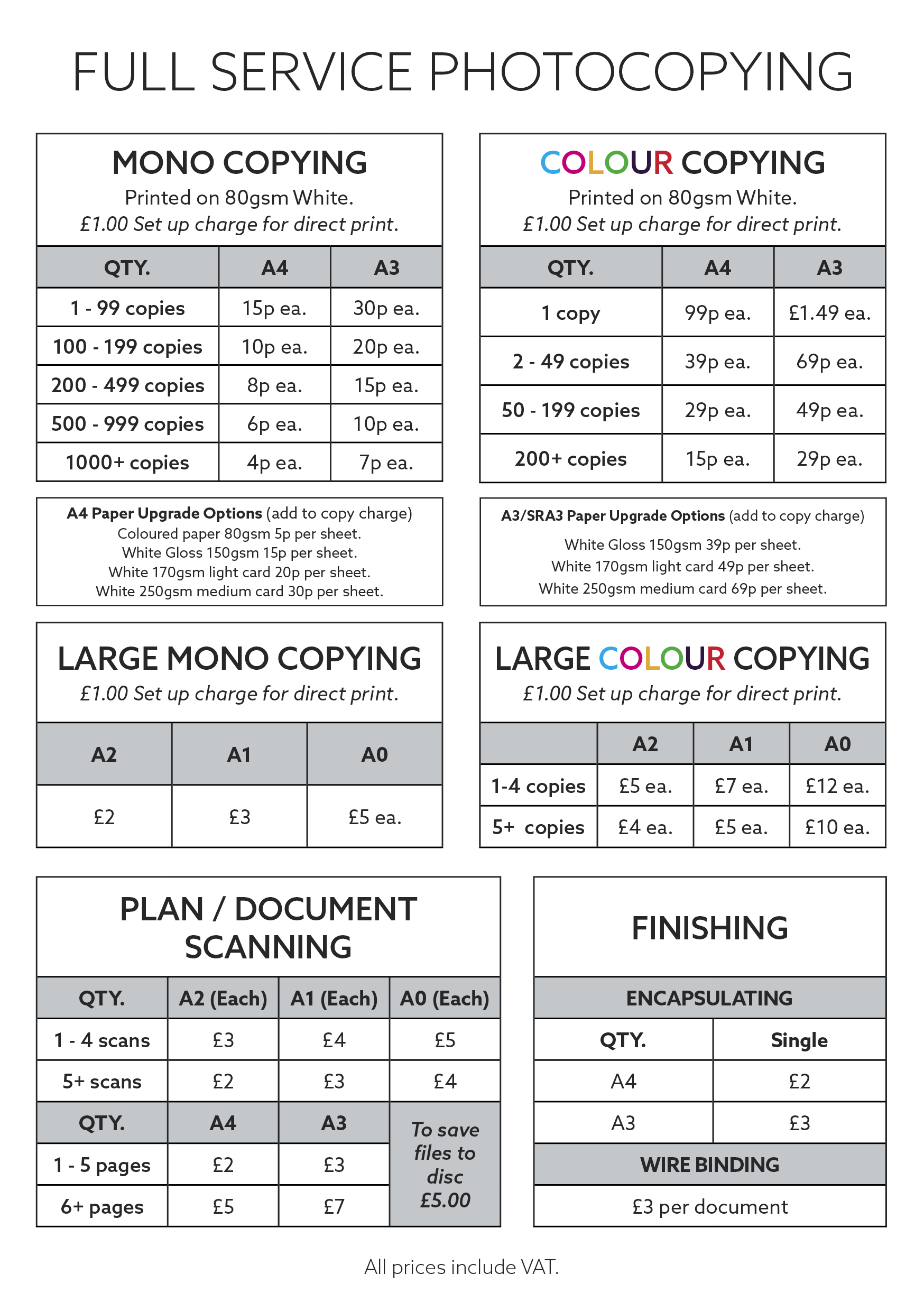 - Photocopying